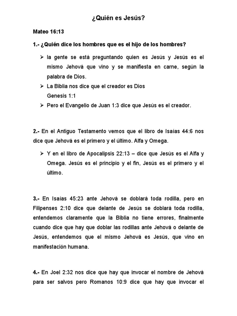 Quién Es Jesús | PDF | Jesús | Biblia Quién Es Jesús | PDF | Jesús | Biblia