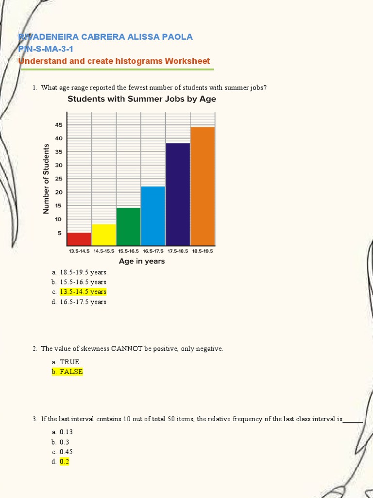 Histograms Practice RIVADENEIRA | PDF