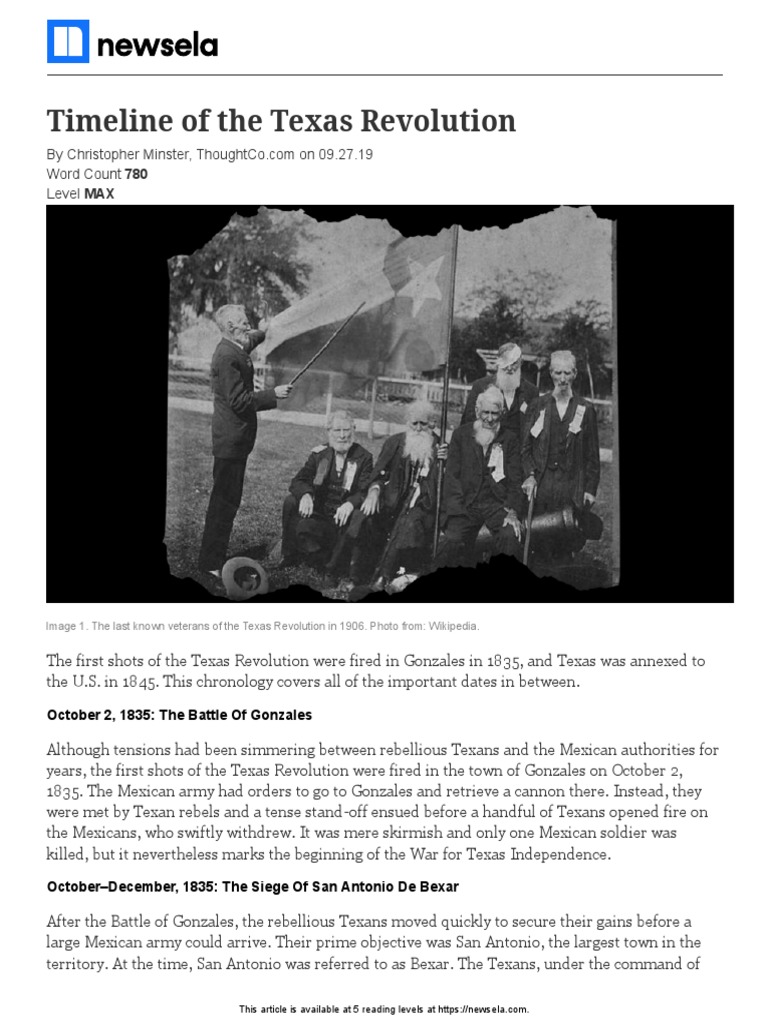 TX Revolution Timeline | Download Free PDF | Battle Of The Alamo ...
