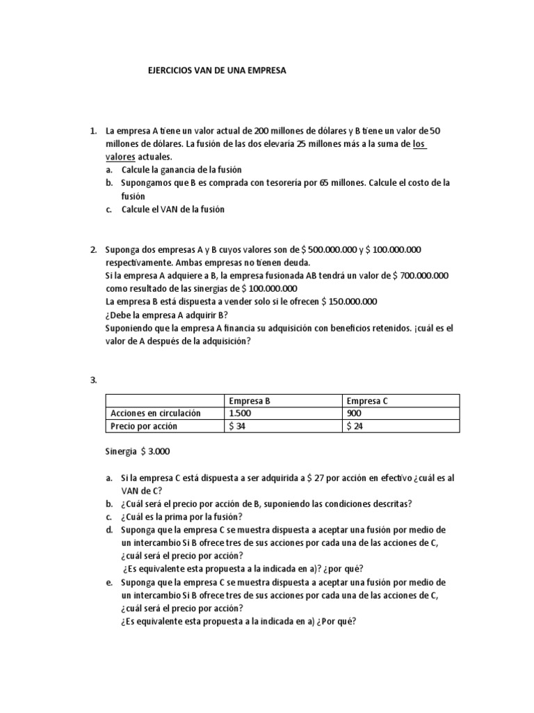 Ejercicios Van | PDF