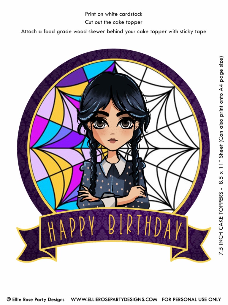 Wednesday Cake Topper Printable Print at Home | PDF