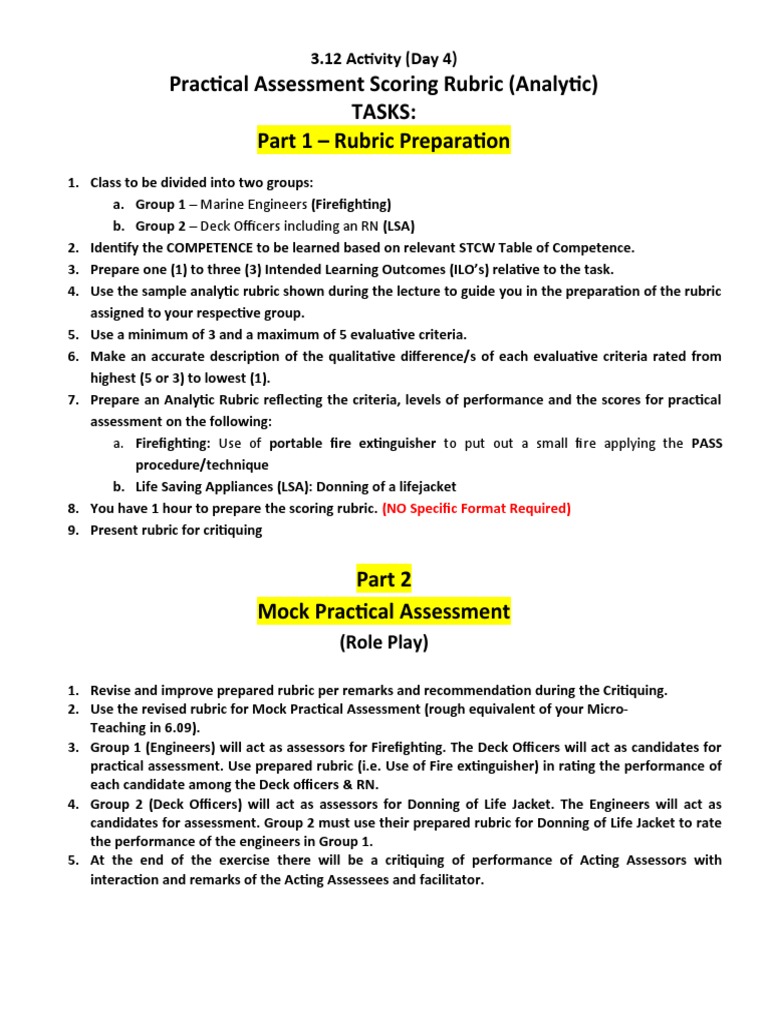 Practical Assessment Rubric Guide | PDF | Rubric (Academic) | Behavior ...