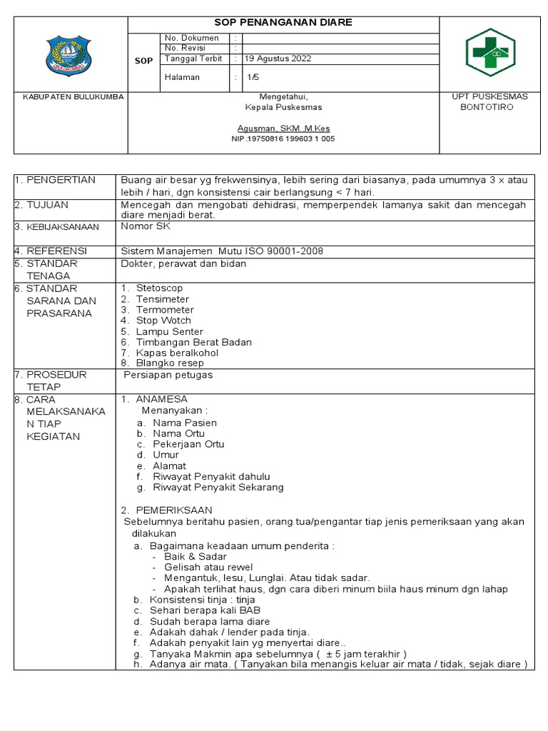 Sop Penanganan Diare | PDF