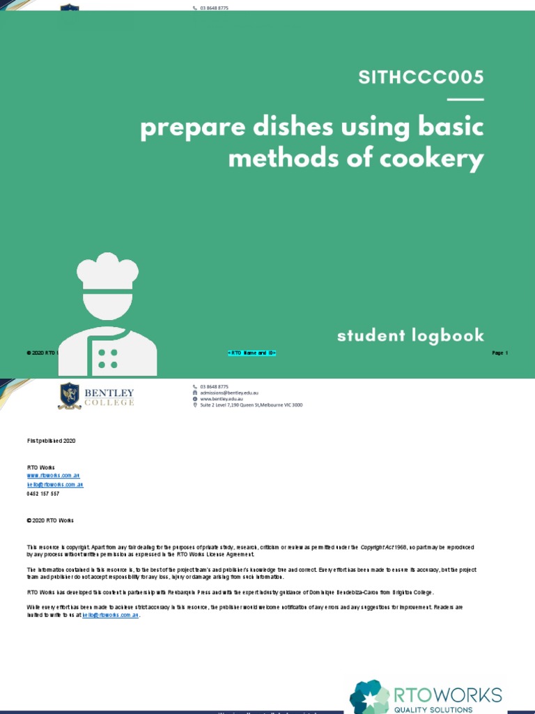 SITHCCC005 Student Logbook | PDF | Cooking | Recipe