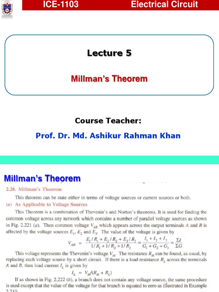 L-7, Millman's Theorem | PDF