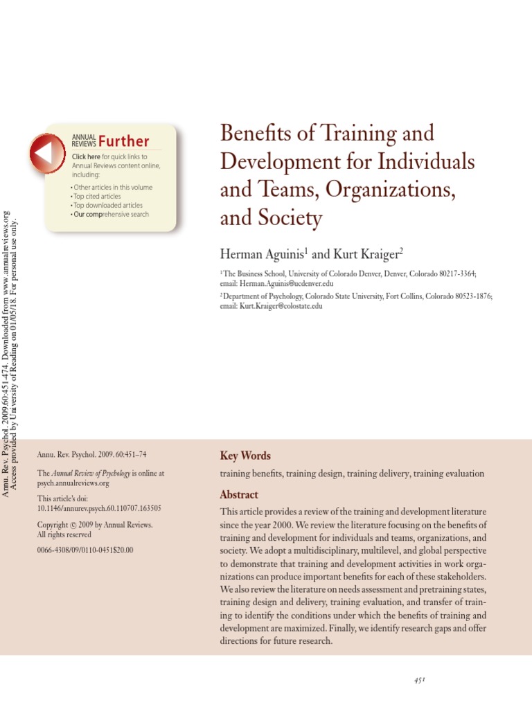 Aguinis, H., & Kraiger, K. (2009) | PDF