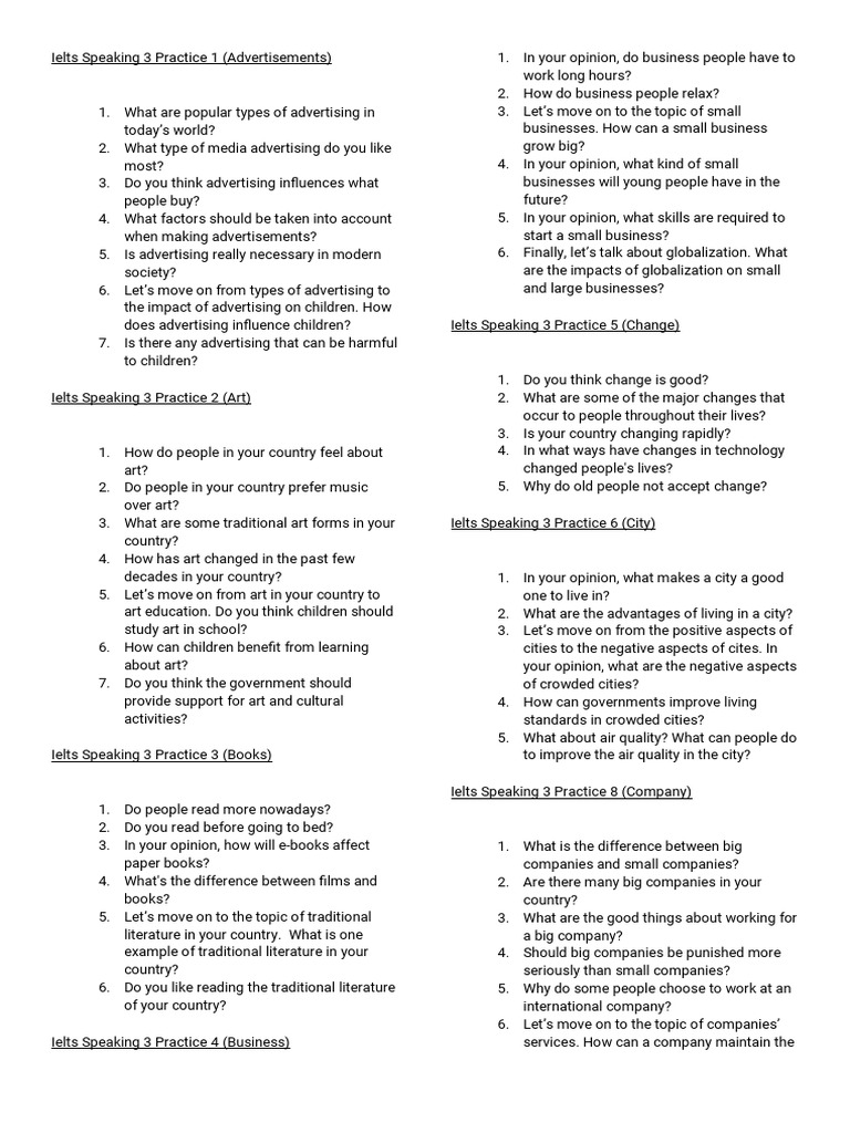 Ielts Speaking 3 Practice 1 | PDF | Advertising | Teachers