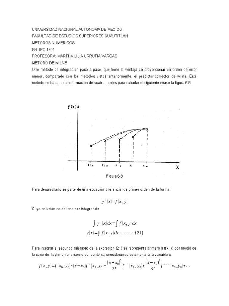 Metodo de Milne | PDF | Integral | Ecuaciones