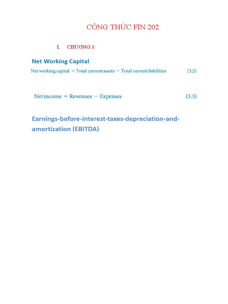 Công Thức Fin 202 | PDF