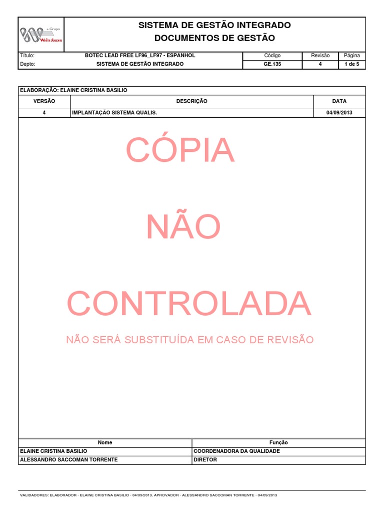 BOTEC Lead Free LF96 - LF97 GE.135 REV 004 - Espanhol | PDF | Soldadura ...