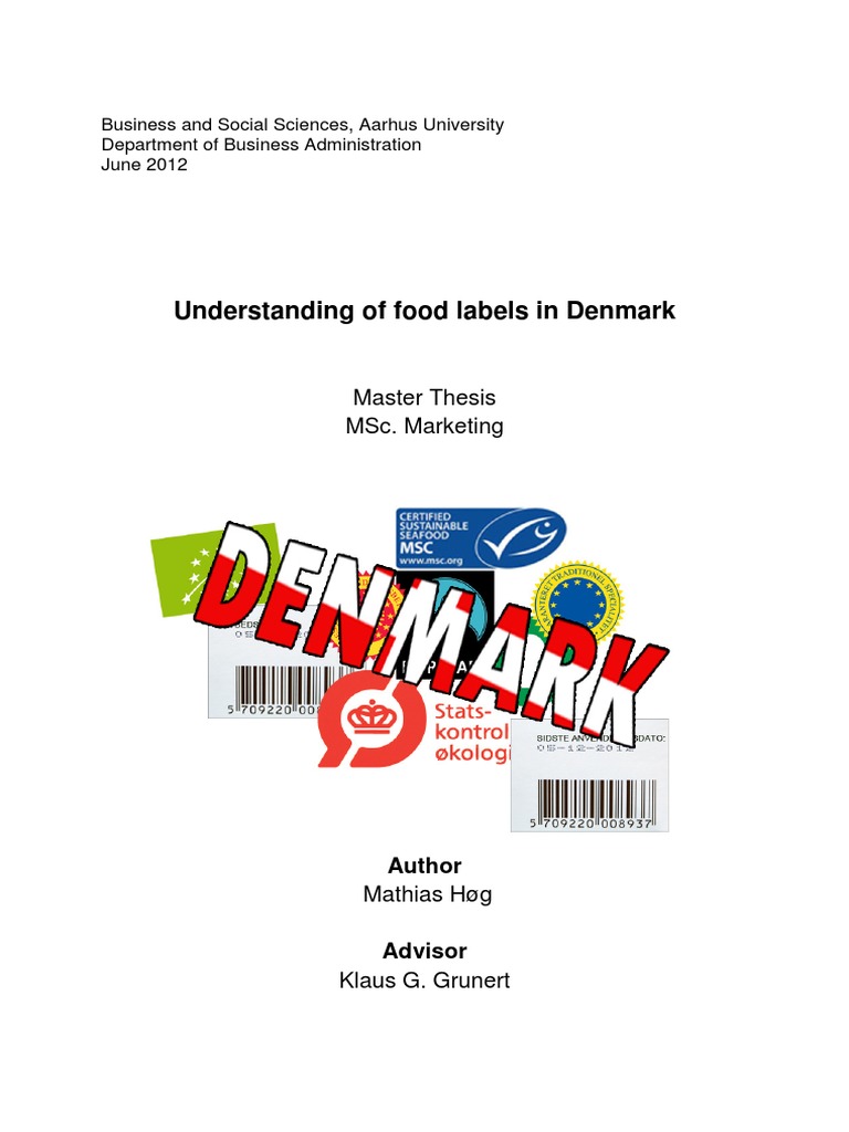 Master Thesis Understanding of Food Labels in Denmark | PDF | Business