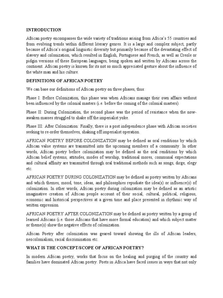 African Poetry | PDF | Poetry | Human Communication