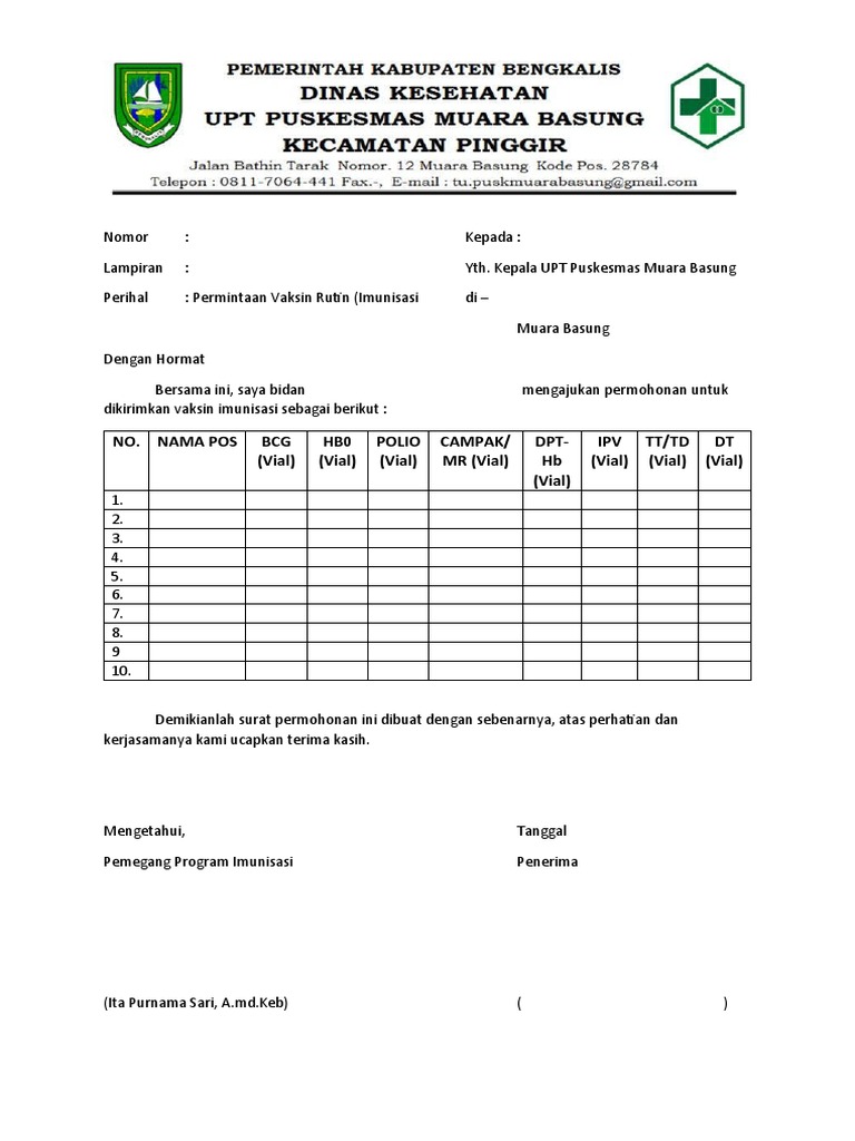 Form Amprahan Vaksin Rutin | PDF