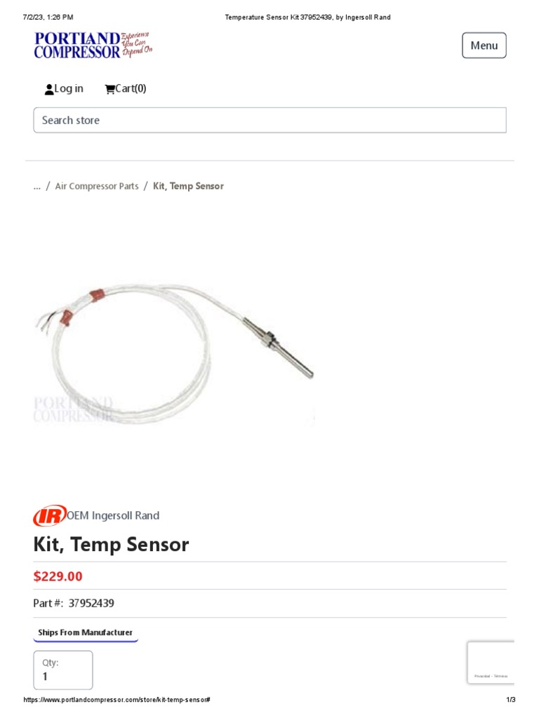 Temperature Sensor Kit 37952439, by Ingersoll Rand | PDF