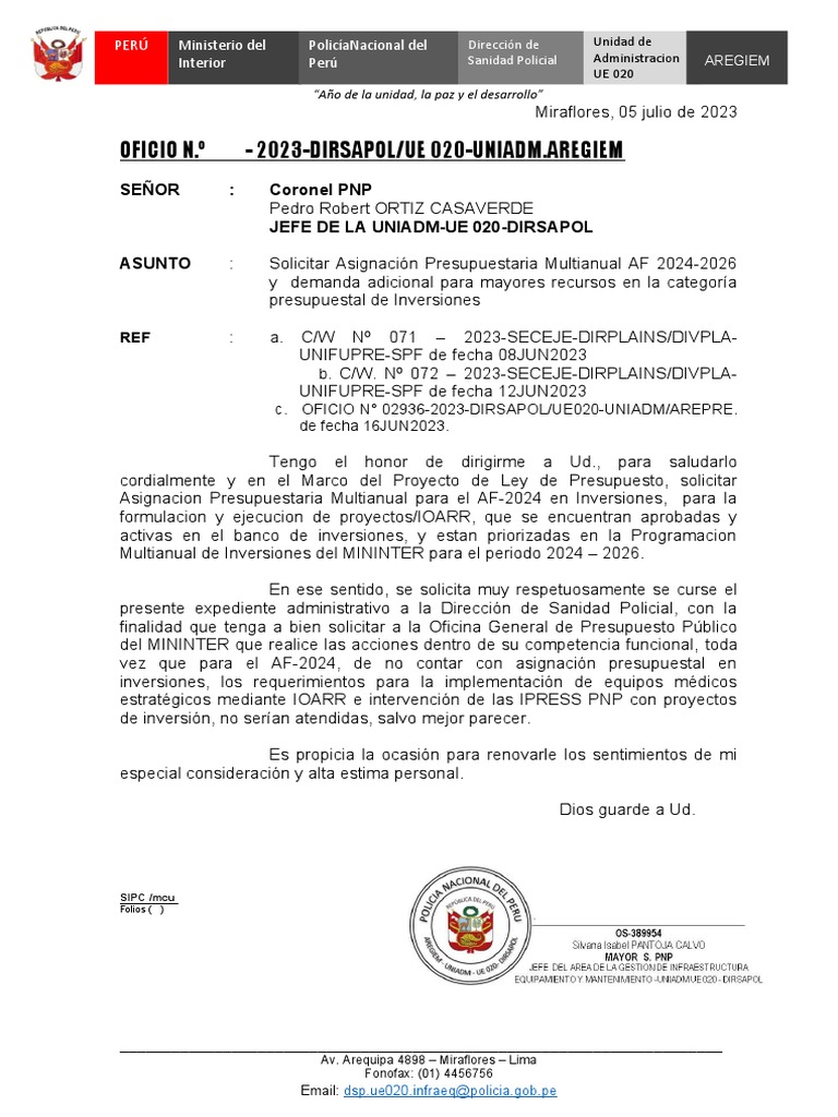 Oficio APM Direccion | PDF | Gobierno