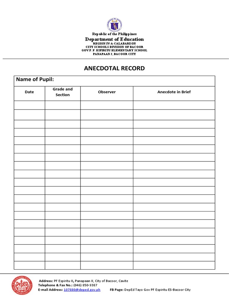 Anecdotal Record | PDF