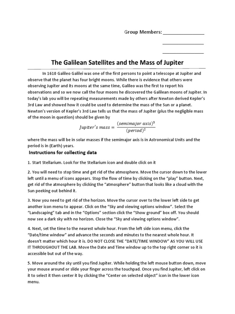 Calculating Jupiter's Mass via Moons | PDF | Jupiter | Natural Satellite