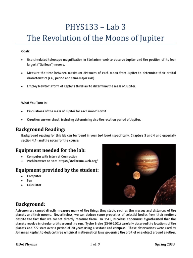 Lab03 Moons of Jupiter | PDF | Jupiter | Natural Satellite