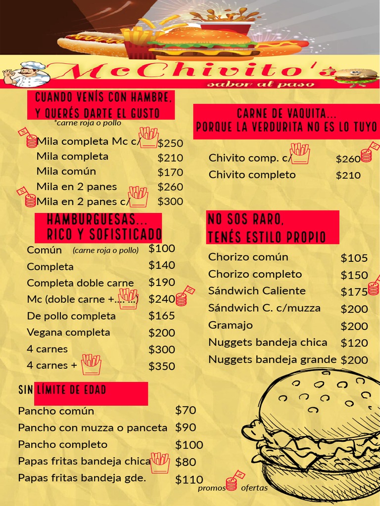 Menú de Comidas Rápidas y Precios | PDF