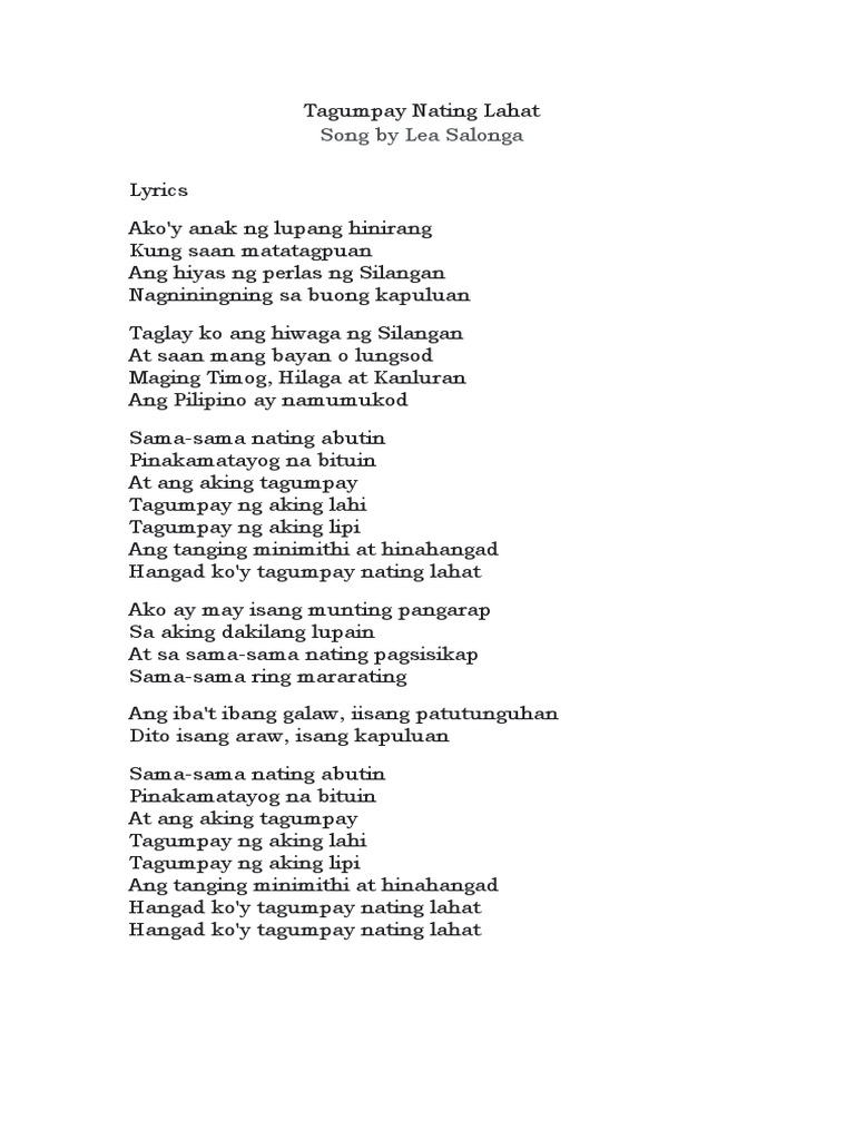 Tagumpay Nating Lahat | PDF