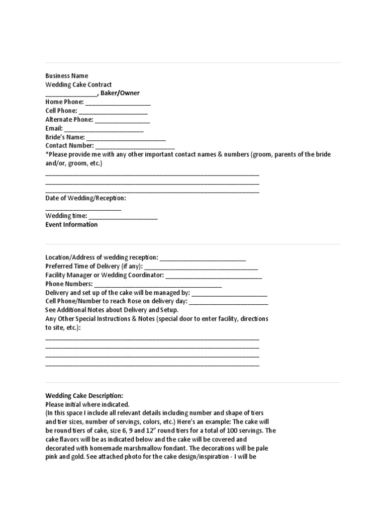Blank Cake Contract | PDF