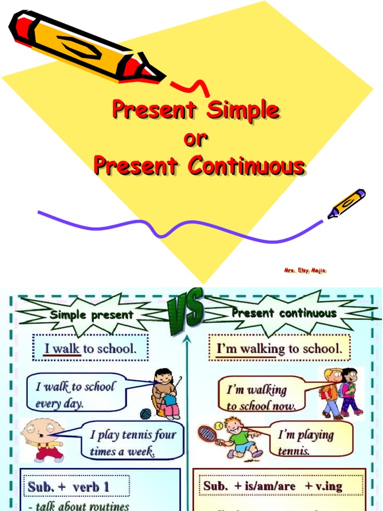 Present Simple vs. Continuous Guide | PDF | Verb | Linguistic Morphology
