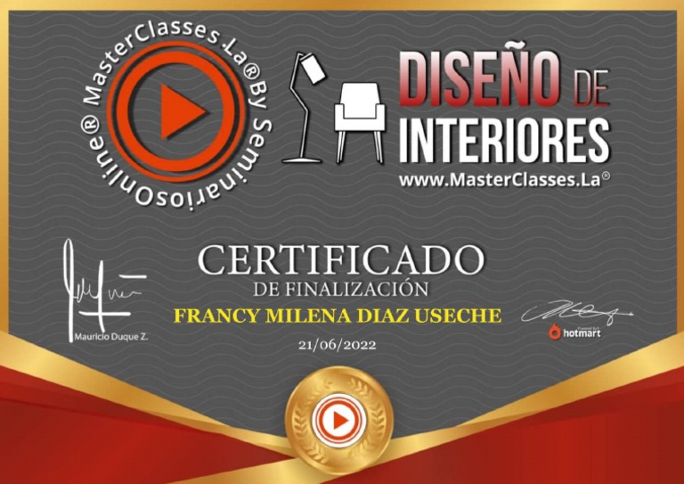 Certificado Diseño de Interiores Master Classes | PDF