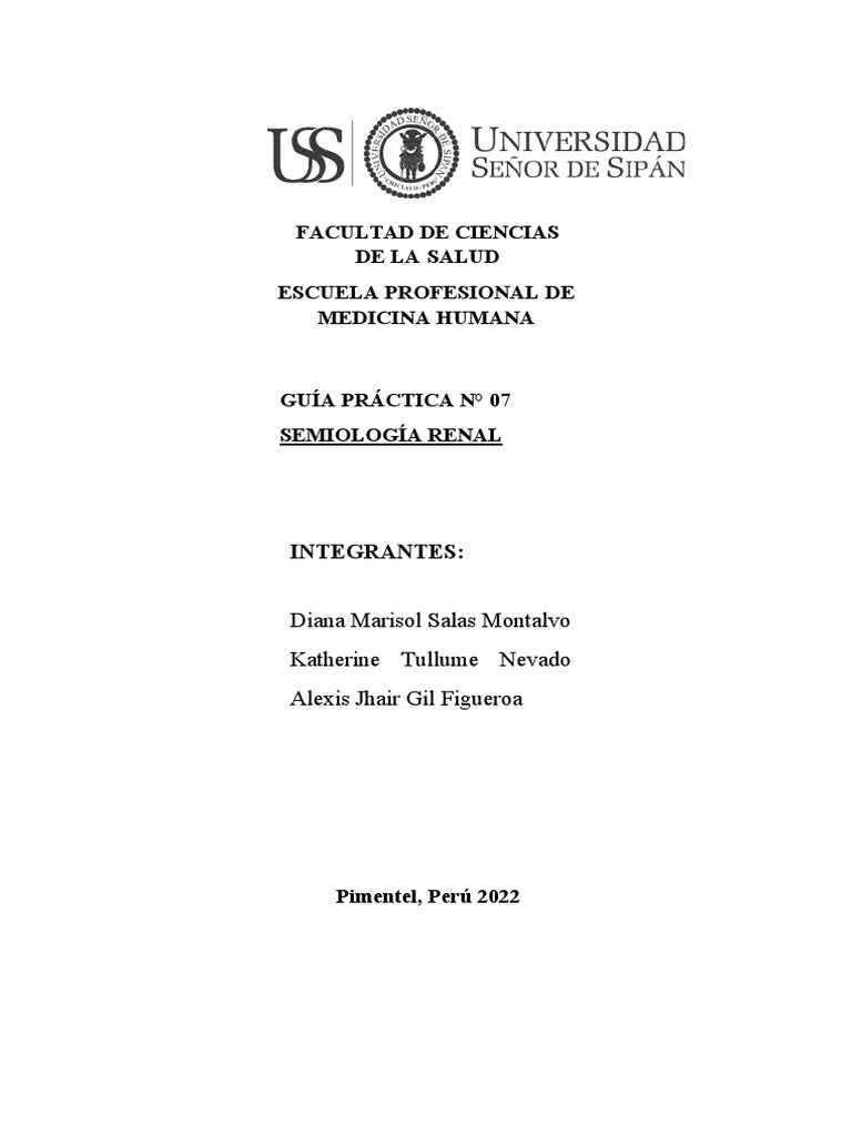 GUIA 07 Semiologia | PDF | Vejiga urinaria | Edema