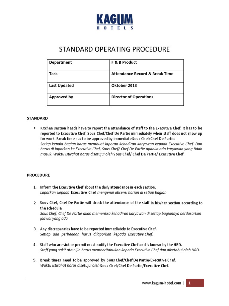 SOP - Attendance Record & Break Time1 | PDF
