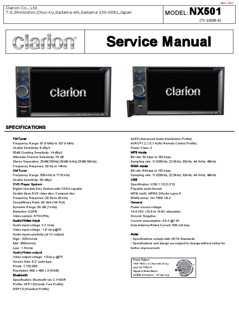 Clarion Nx501 | PDF | I Pod | Bluetooth