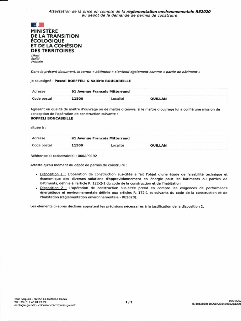 Attestation RE 2020 | PDF