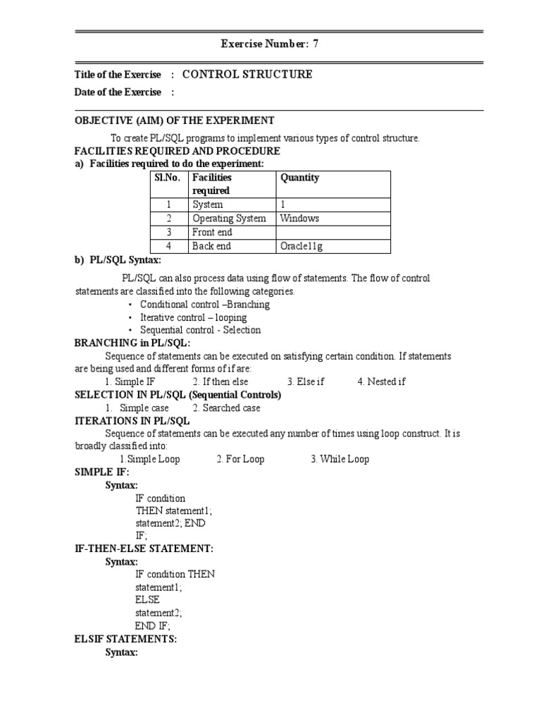 7 Control Structure | PDF