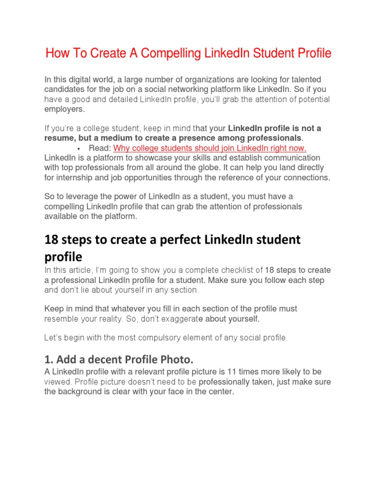 How-To-Create-A-Compelling-LinkedIn-Student-Profile | PDF How-To-Create-A-Compelling-LinkedIn-Student-Profile | PDF
