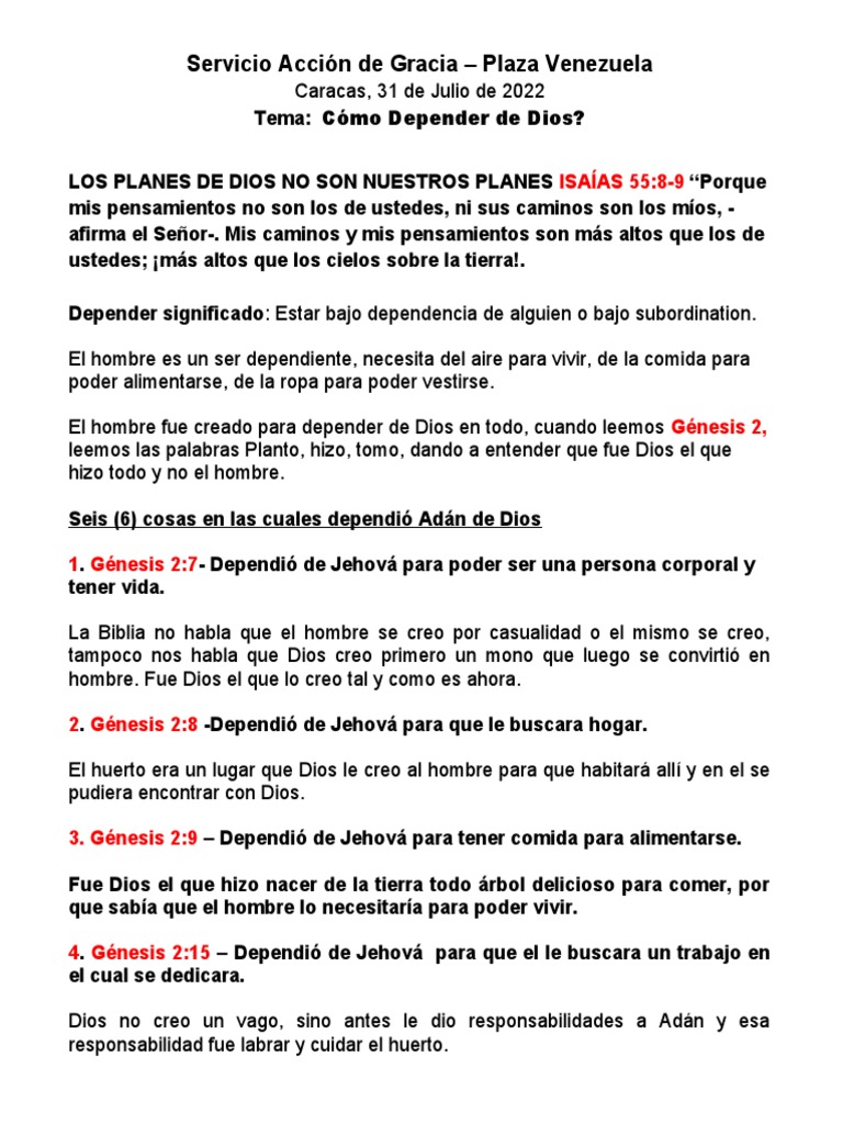 La Importancia de Depender de Dios | PDF