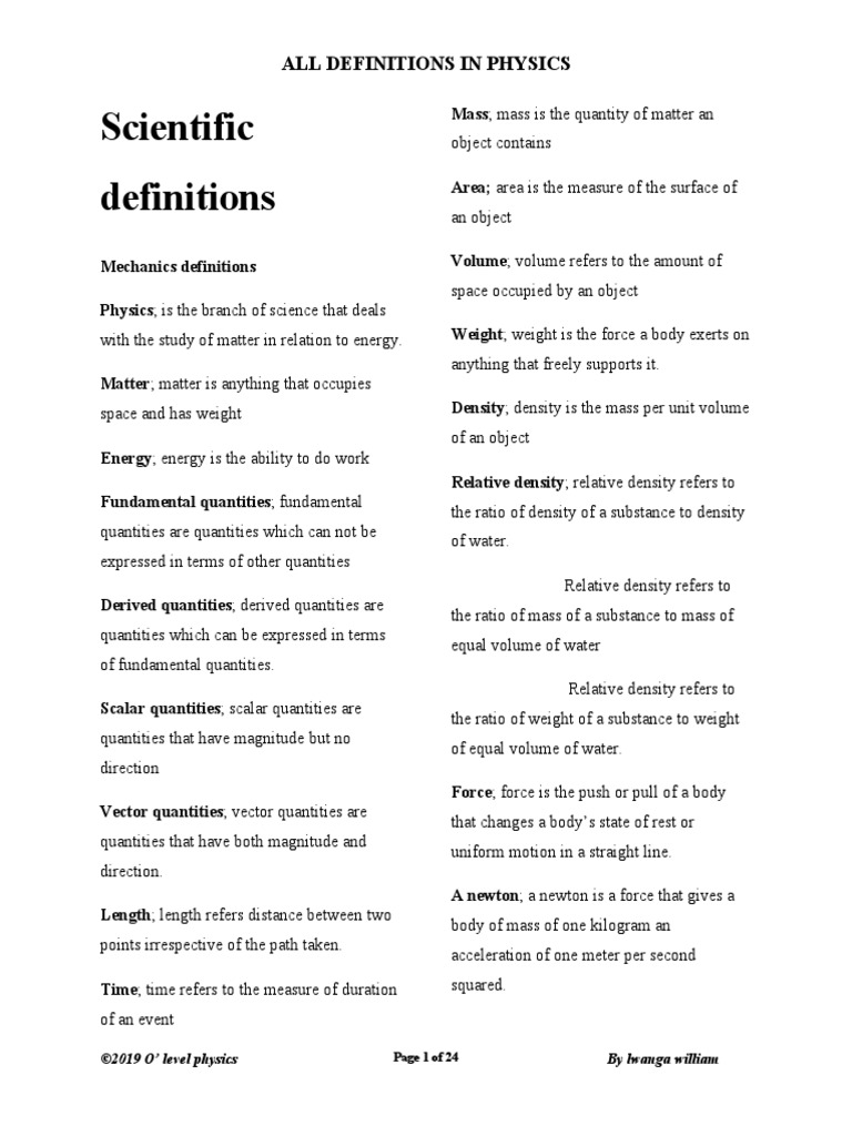 Scientific Definitions | PDF | Waves | Temperature