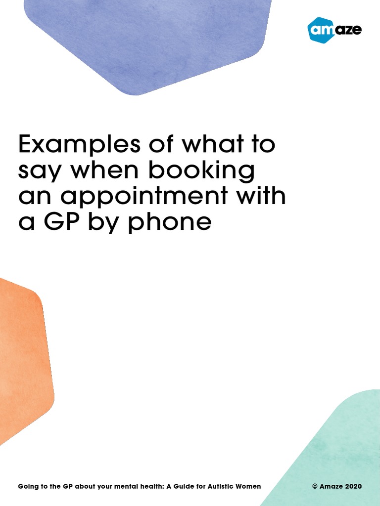 MAMMH - 2.2 Examples of What To Say When Booking An Appointment With A ...