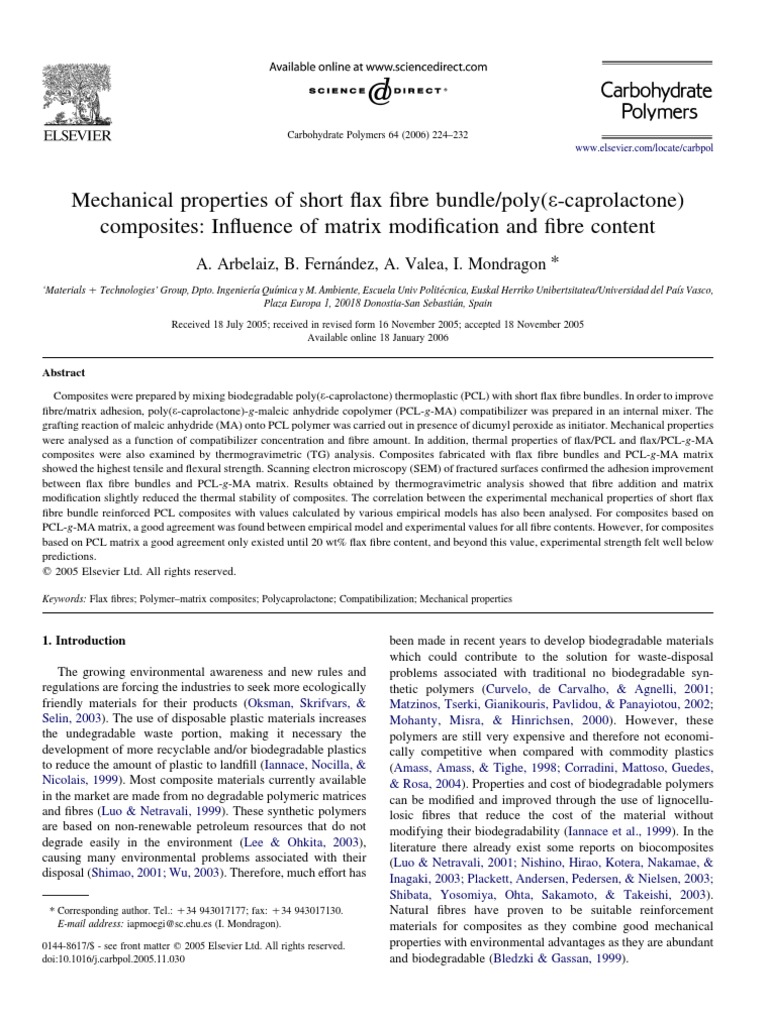 Mechanicla Proprties of Flax Fibre | PDF | Science & Mathematics