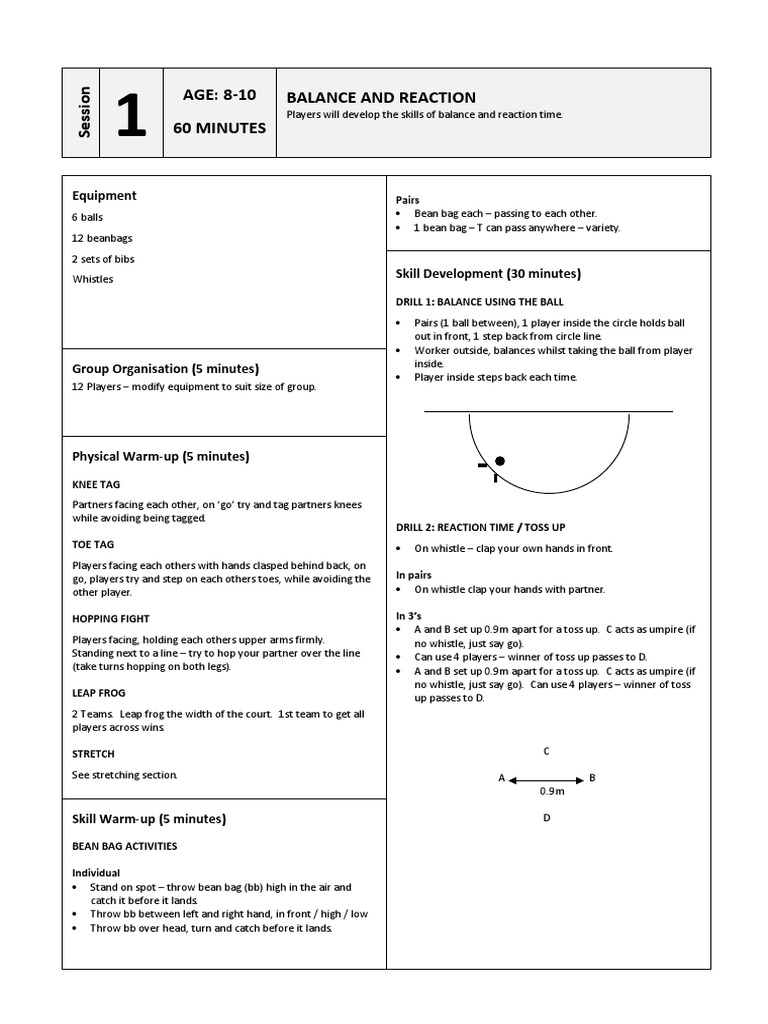 Net Set Go Session Plans 8 10 Year Olds | PDF
