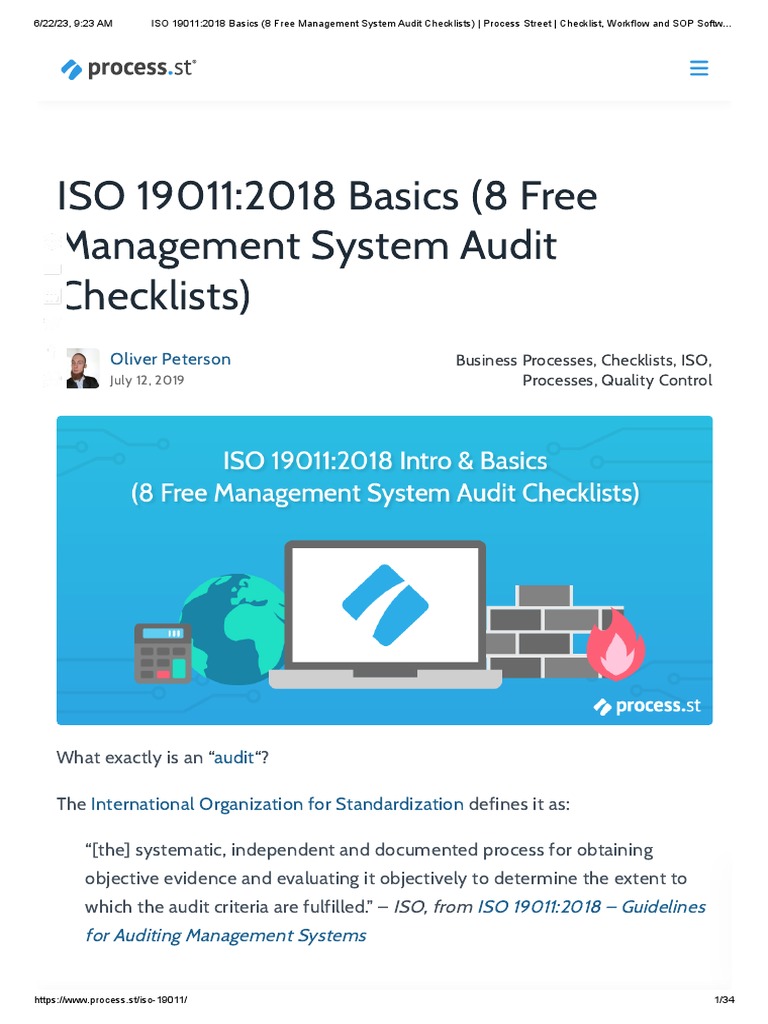 ISO 19011 - 2018 Basics (8 Free Management System Audit Checklists ...