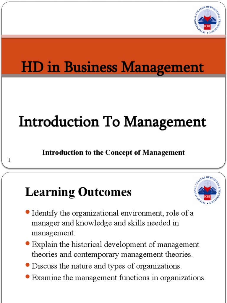 Session 01 - Introduction To Managment | PDF