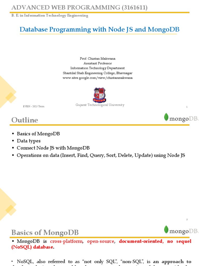 AWP_Unit_6_MongoDB_NodeJS | PDF