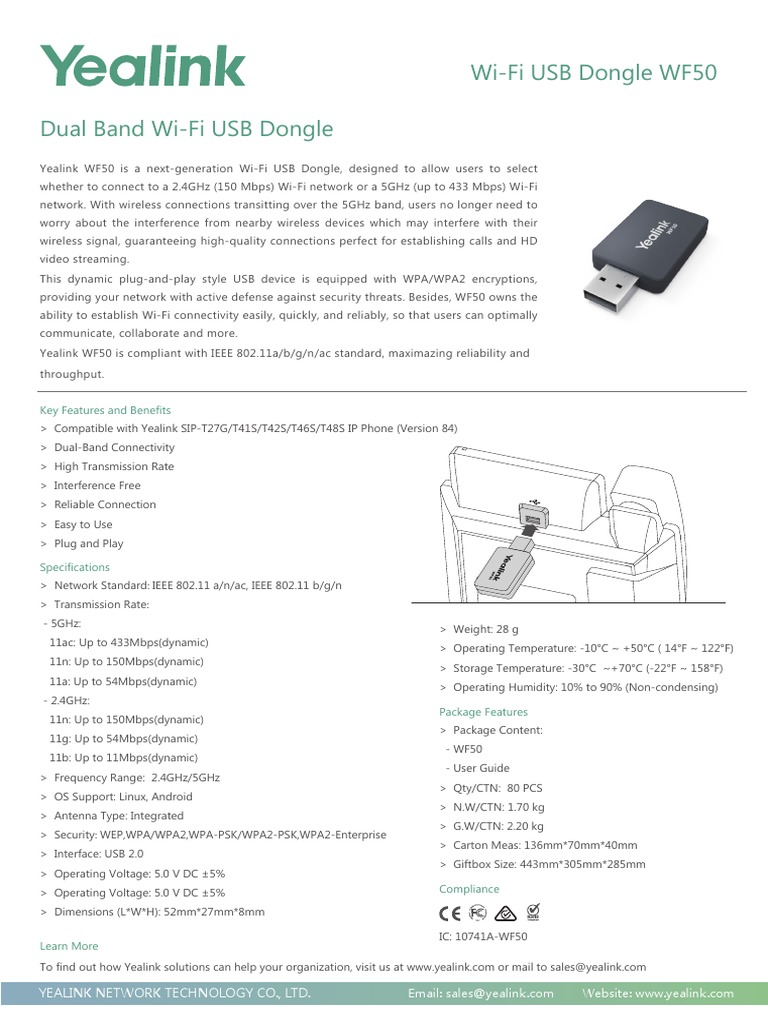 Yealink WF50 Dongle | PDF | Wi Fi | Ieee 802.11