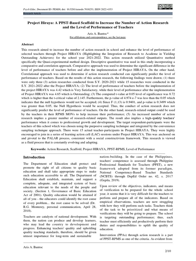 Empowering Teachers with Project HIRAYA | PDF | Teachers | P Value