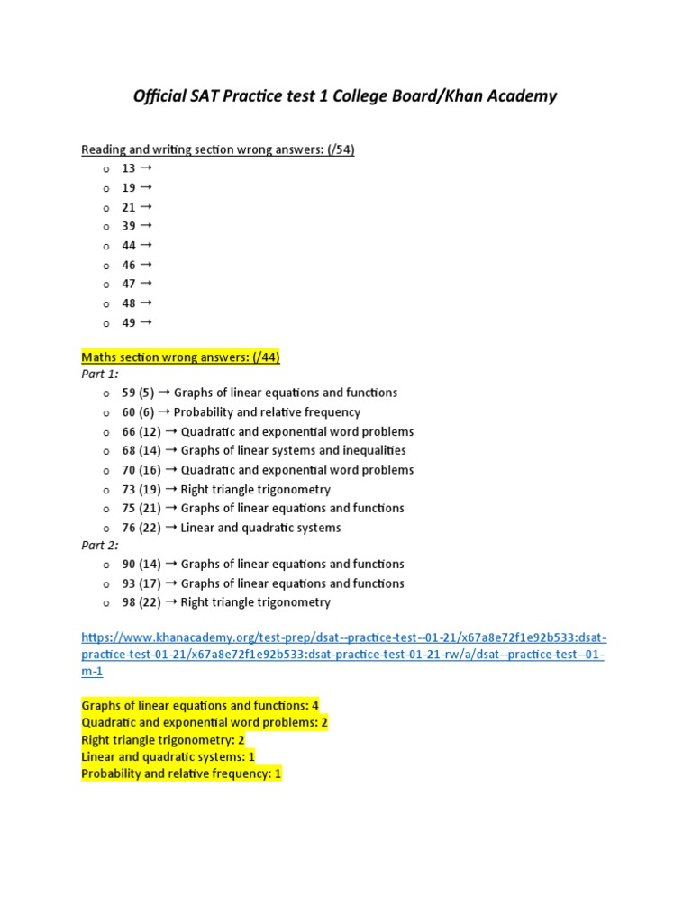 Practice Test 1 College Board | PDF
