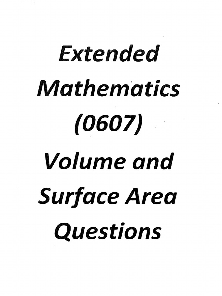 Extended Mathematics Revision Pack-Volume and Surface Area | PDF