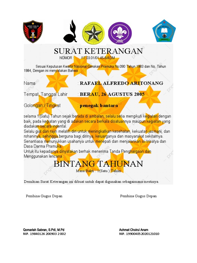 Piagam Penghargaan Bintang Tahunan Penegak | PDF