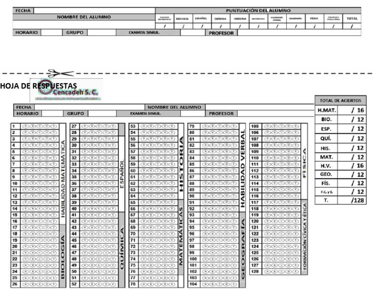 Hoja de Respuestas Formato UNAM | PDF