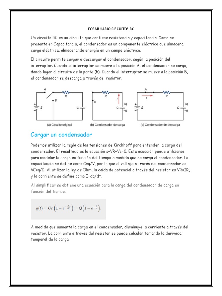 FORMULARIO CIRCUITOS RC | PDF