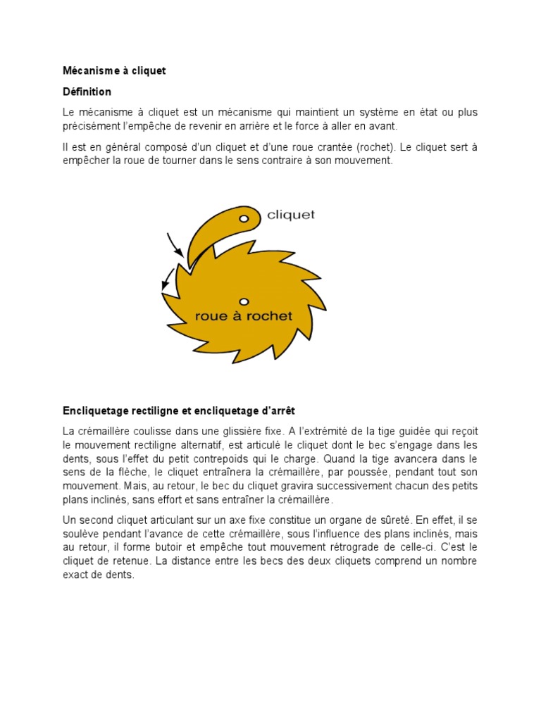 Mécanisme à cliquet : définition et fonctionnement | PDF | Levier ...