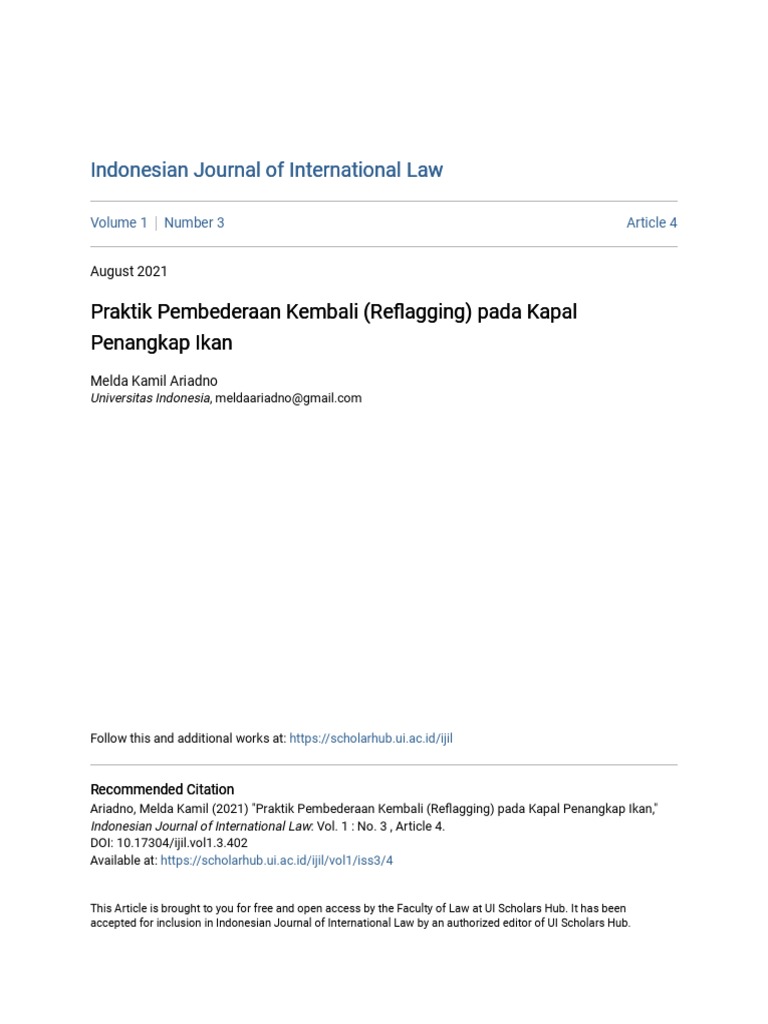 Praktik Pembederaan Kembali (Reflagging) Pada Kapal Penangkap Ika | PDF ...